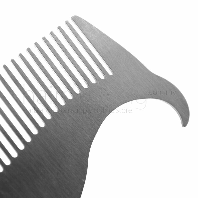 Stainless Steel Moustache Design Beard Comb - Headgame Barbergear