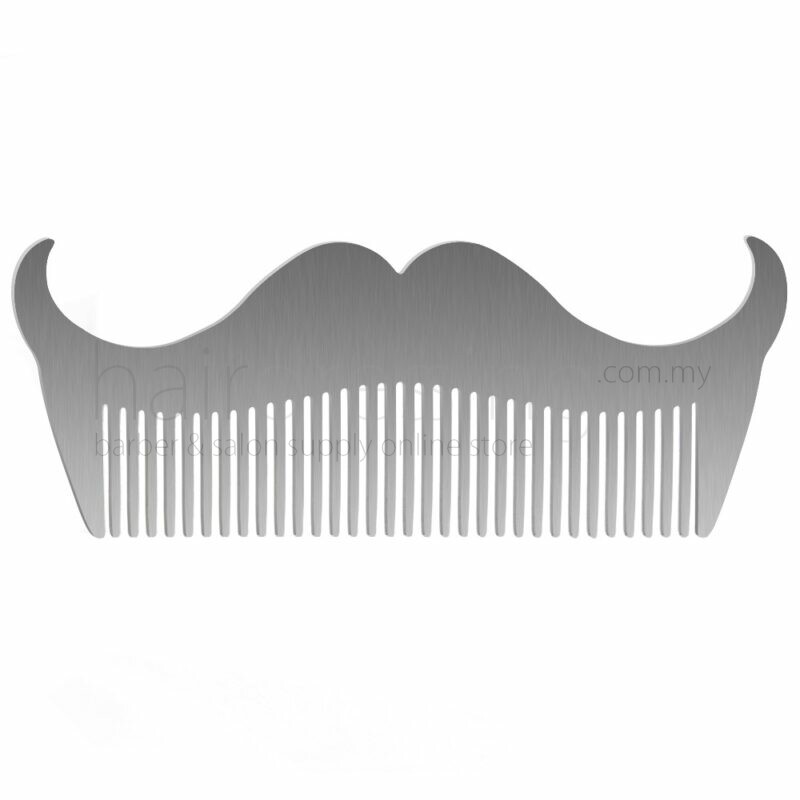 Stainless Steel Moustache Design Beard Comb - Headgame Barbergear