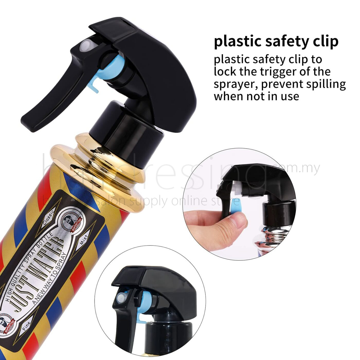 Just Water Sprayer Barber Pole Design (200ml) - Headgame Barbergear