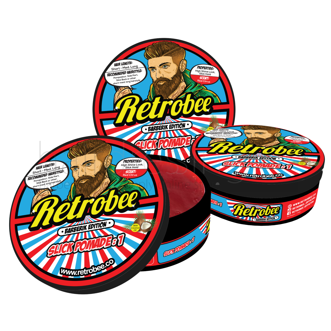 Retrobee Slick Pomade #1 (Red) 150g - Headgame Barbergear