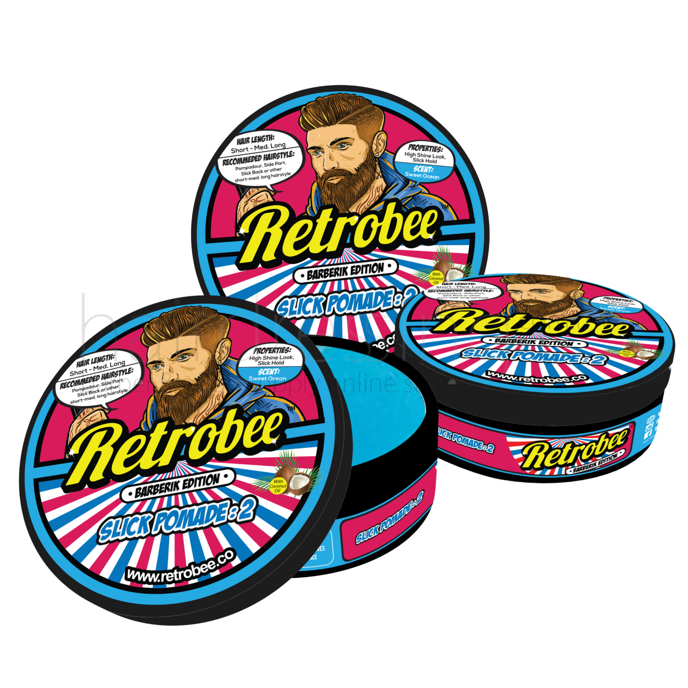 Retrobee Slick Pomade #1 (Red) 150g - Headgame Barbergear