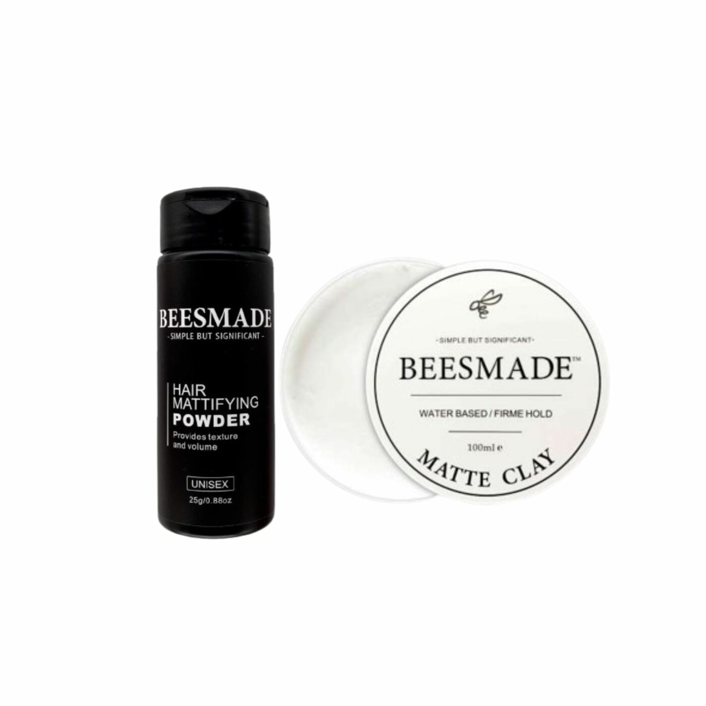 BEESMADE Matte Clay Water Based Firme Hold Pomade / Mattifying Powder ...