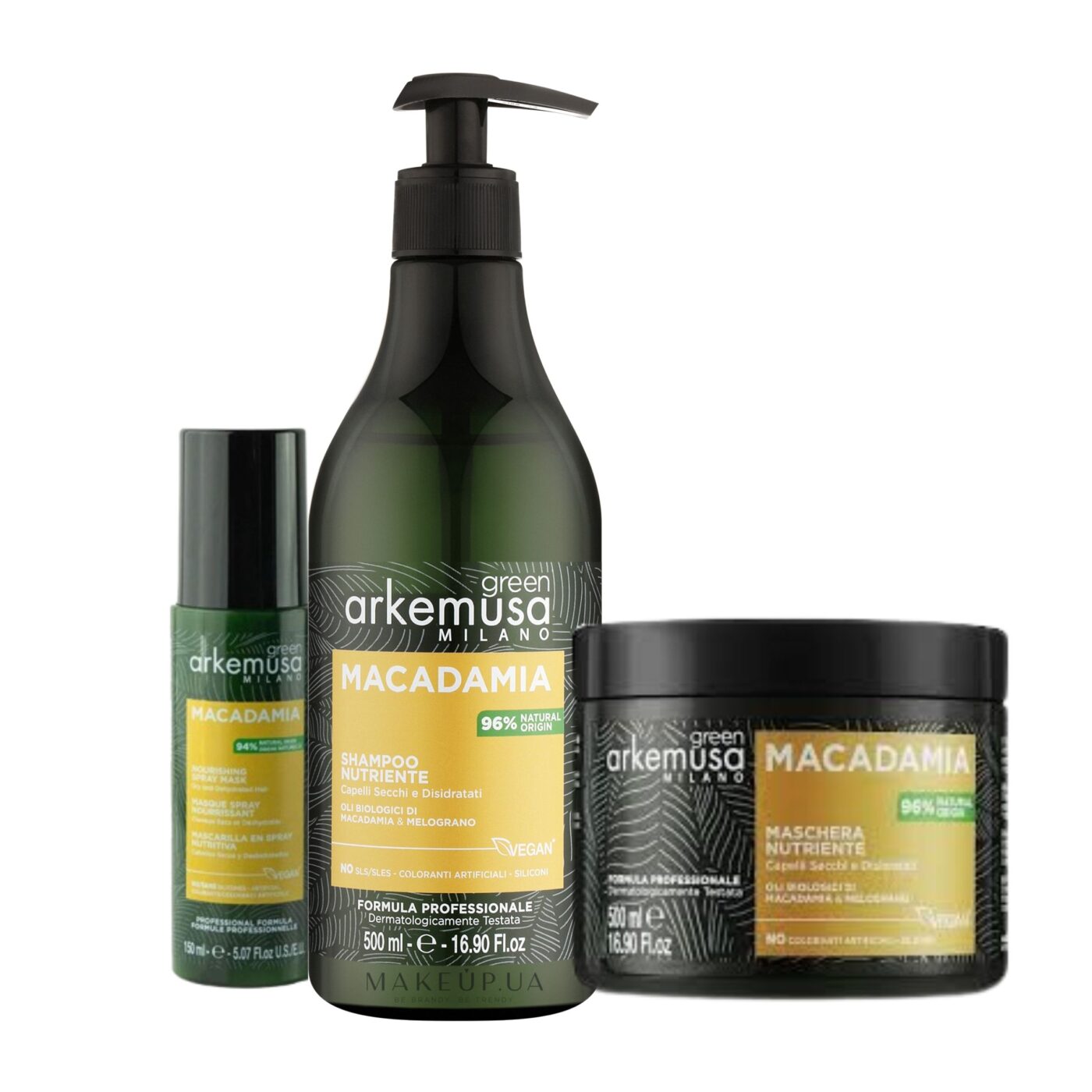 Arkemusa Green Macadamia Shampoo / Mask / Spray - Headgame Barbergear